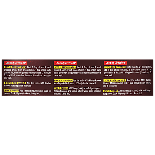 Buy MTR Paneer Masalas Mixed - Variety Pack, Kadhai Paneer, Mutter ...