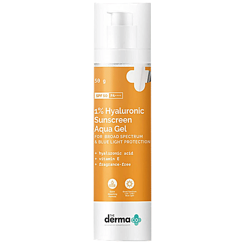 Buy The Derma Co 1% Hyaluronic Sunscreen Aqua Gel - SPF 50, For Broad Spectrum & Blue Light ...
