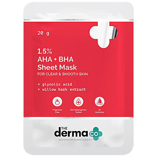 Buy The Derma Co 1.5% AHA & BHA Sheet Mask - With Glycolic Acid, For Clear & Smooth Skin Online ...
