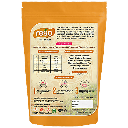 Buy Rego Beetroot Atta - Rich In Nutrients, Vitamin Online at Best ...