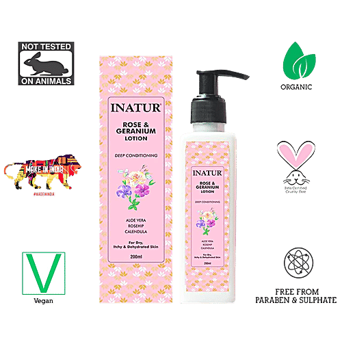 Buy INATUR Rose & Geranium Lotion - Non-Greasy & Moisturising, Provides ...