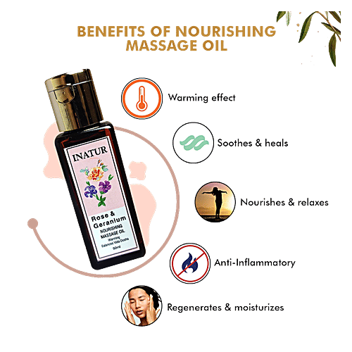 Buy INATUR Rose & Geranium Nourishing Massage Oil - Reduces Stress ...