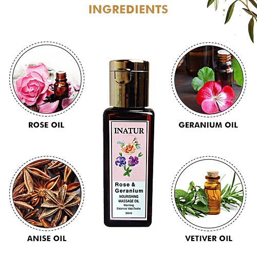 Buy INATUR Rose & Geranium Nourishing Massage Oil - Reduces Stress ...