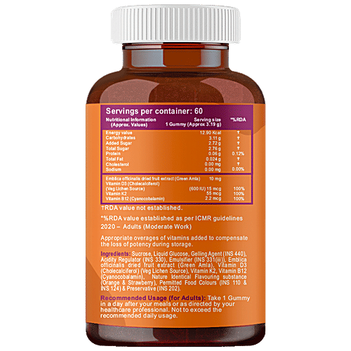 Buy Carbamide Forte Vitamin D3 K2 B12 Gummies - Veg Lichen Source D3 ...