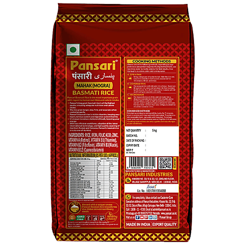 Buy PANSARI Mahak/Mogra Basmati Rice - With Vitamin B1, B2, & Iron ...