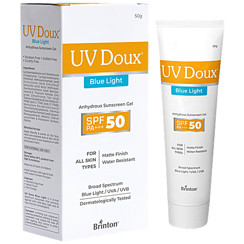 Buy Brinton UV Doux Blue Anhydrous Sunscreen Gel With SPF 50 PA+++ UVA ...