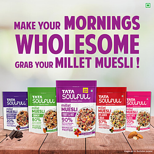 Buy Tata Soulfull Millet Muesli - Fruit & Nut, 25% Crunchy, 90% Whole ...
