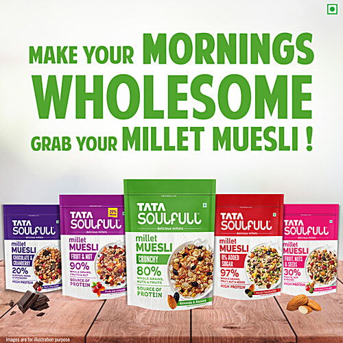 Buy Tata Soulfull Crunchy Millet Muesli - 80% Whole Grains, Nuts ...