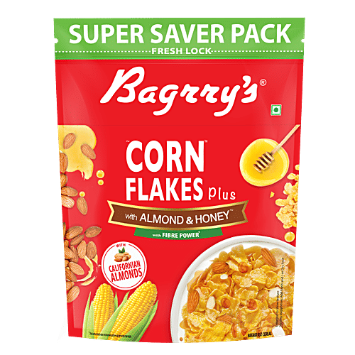 Buy Bagrrys Corn Flakes Plus With Almond & Honey, Fibre Power Online at ...