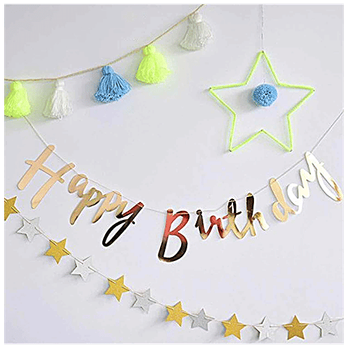Buy CherishX Happy Birthday Letters Cursive Banner - For Girls, Boys ...