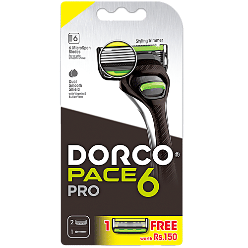Buy DORCO Pace 6 Pro Razor System - With 2 Cartridges, 6 Microspan ...