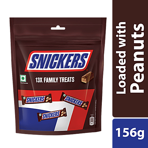 Buy Snickers Family Treats Peanut Chocolate Pack With 12 Treats Inside ...