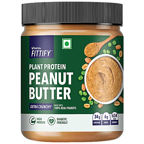 Buy Saffola Fittify Plant Protein Peanut Butter Extra Crunchy 200g ...