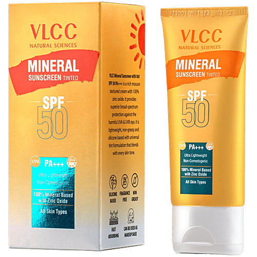 Buy VLCC Mineral Sunscreen Tinted - SPF 50 PA+++, Ultra Lightweight ...