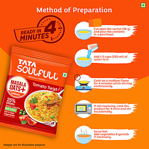 Buy Tata Soulfull Masala Oats+ Tasty Snack With Millets - Tomato Twist ...