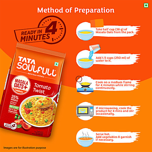 Buy Tata Soulfull Masala Oats+ Tasty Snack With Millets - Tomato Twist ...