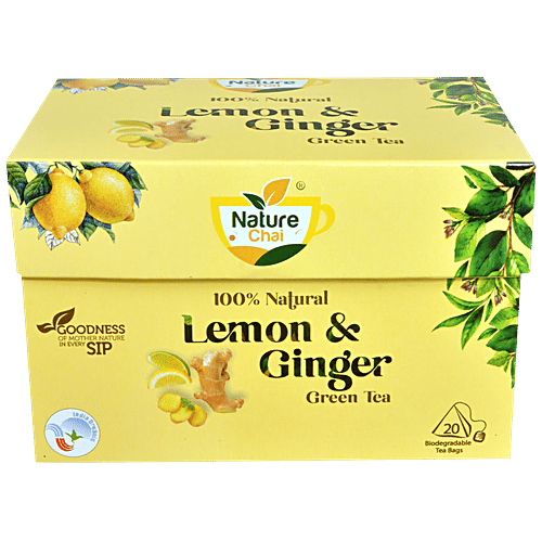 Buy Nature Chai Lemon & Ginger Green Tea - Biodegradable Pyramid Bags ...