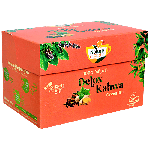 Buy Nature Chai Detox Kahwa Green Tea - Biodegradable Pyramid Bags, For ...