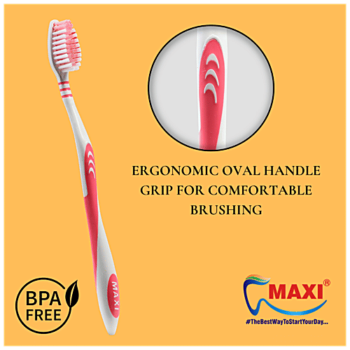 Buy MAXI Oval Grip Toothbrush - For Oral Hygiene & Fresh Breath, Soft ...