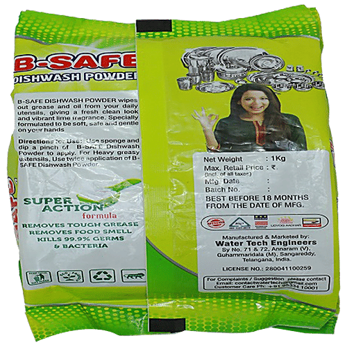Buy B-SAFE Dish Wash Powder - Anti-Grease Sparkling Shine, Power Of ...