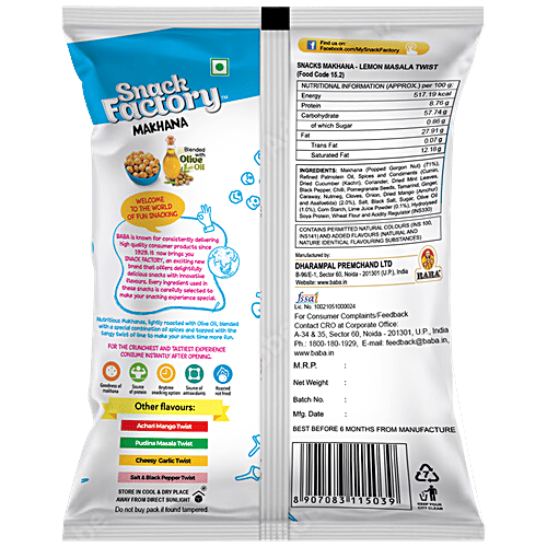 Buy SNACK FACTORY Makhana Lemon Masala Twist - Premium Quality, Healthy ...