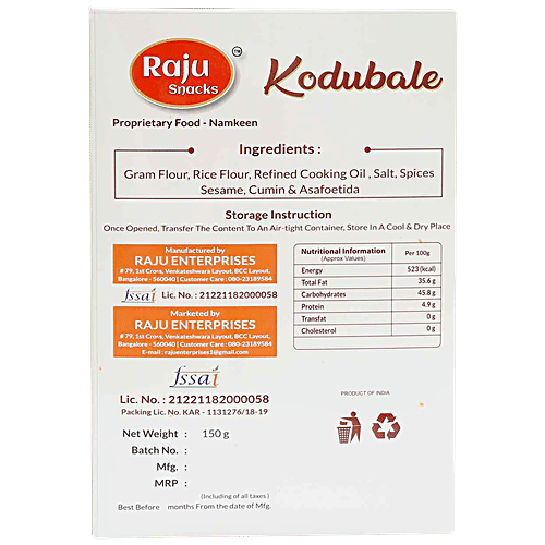 Buy Raju Snacks Kodubale - Crispy Delight, Spicy, Delicious Tasty ...
