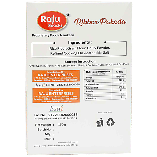 Buy Raju Snacks Ribbon Pakoda - Crispy, Spicy, Deletable Flavour Online ...