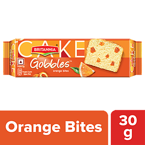 Buy Britannia Gobbles Bar Cake - Orange Bites, Soft & Fluffy Snack ...