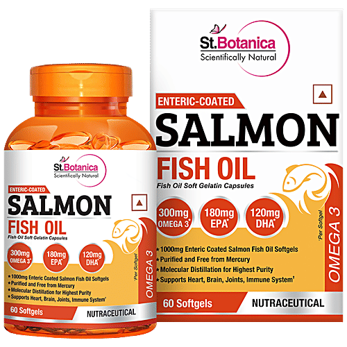 Buy StBotanica Salmon Fish Oil Softgel Capsules - 1000mg, 300mg, Omega ...