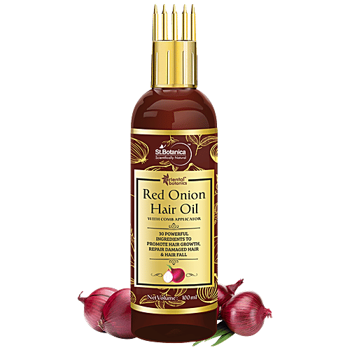 Buy Oriental Botanics Red Onion Hair Oil - With Comb Applicator, 30 Oils & Extracts For Stronger ...