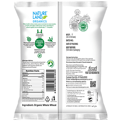 Buy Natureland Organics Whole Wheat Flour - Chakki Fresh Atta, Makes ...