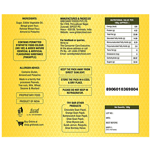 Buy GRB Soan Cake - Pineapple, Traditional Delicacy/Sweets, Dessert ...