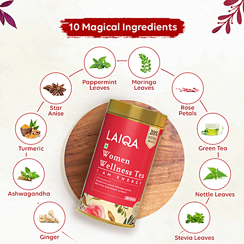 Buy LAIQA Womens Wellness Tea For Energy - Unique & Refreshing Blend Of ...