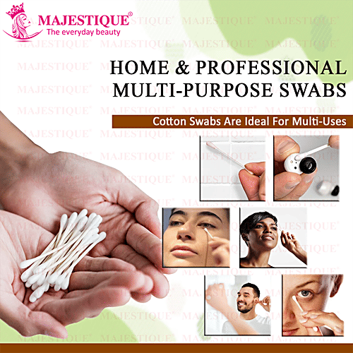 Buy MAJESTIQUE Cotton Swabs - With Wooden Handle, Dual-Sided Tip, For ...