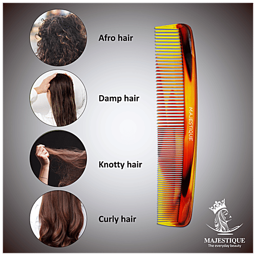 Buy MAJESTIQUE Royal Hand Comb - Round Teeth, Gentle On Hair, HR 113 ...