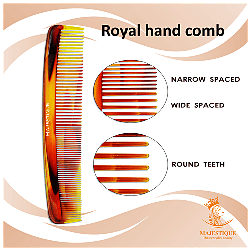 Buy MAJESTIQUE Royal Hand Comb - Round Teeth, Gentle On Hair, HR 113 ...