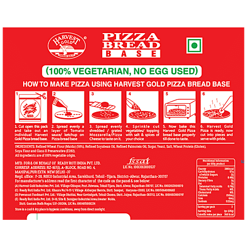Buy Harvest Gold Pizza Bread Base - Fresh,Best Quality, 100% Vegetarian ...