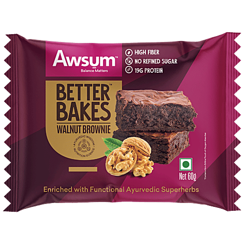 Buy Awsum Better Bakes Walnut Brownie With Ayurvedic Herbs - High Fibre ...