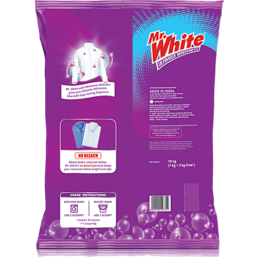 Buy Mr. White Detergent Powder - No Bleach Formula, Long-Lasting ...
