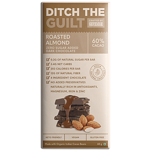 Buy Ditch The Guilt 60% Cacao Roasted Almond Sugar Free Dark Chocolate ...