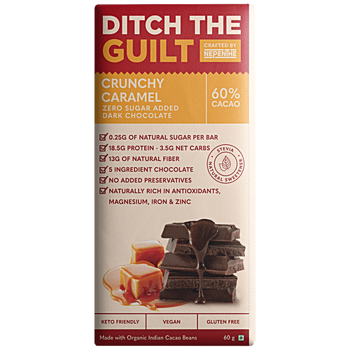 Buy Ditch The Guilt 60% Cacao Crunchy Caramel Sugar Free Dark Chocolate ...
