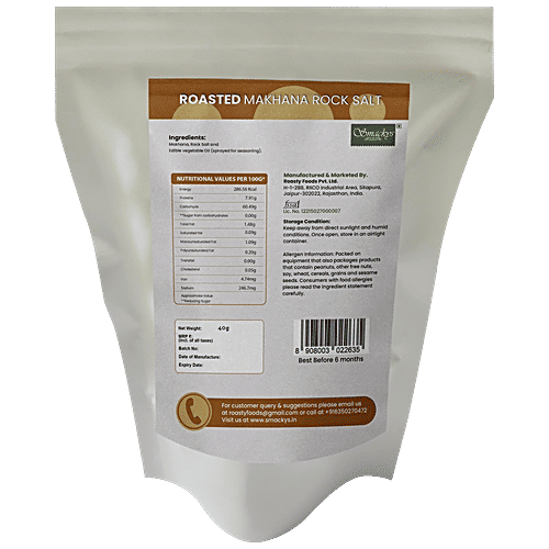 Buy SMACKYS Roasted Makhana Rock Salt - Snack, Rich Source Of Protein ...