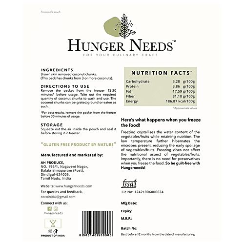 Buy Hunger Needs Coconuts - Clean & Precisely Cut , All Natural. Fresh ...