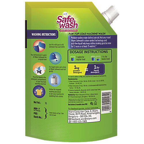 Buy Safewash Matic Top Load Liquid Detergent - 2X Stain Removal With ...