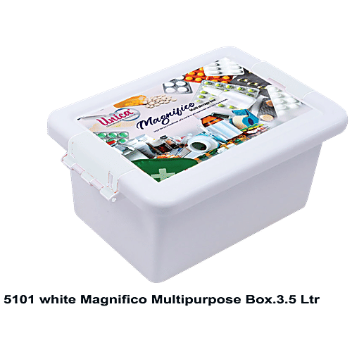 Buy Unica Magnifico Multipurpose Box - Durable Storage With Lid, White ...