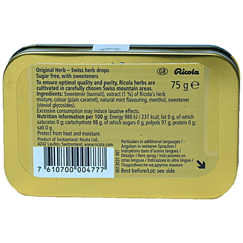 Buy Ricola Swiss Herb Drops - Original Herb, Sugar-free, Soothing, Great Taste Online at Best ...