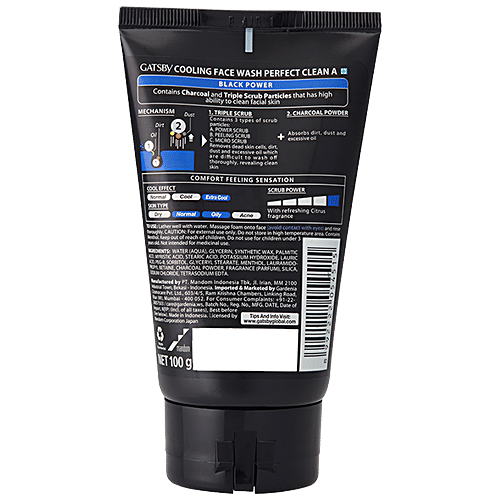 Buy Gatsby Cooling Face Wash - Black Power, With Charcoal, Perfect ...