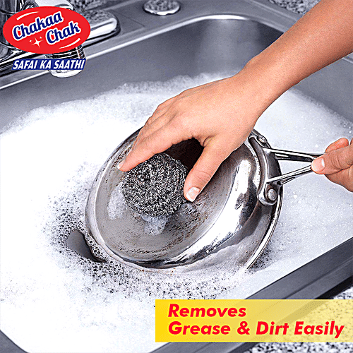 Buy Chakaa Chak Steel Scrubber & Scrub Pad Combo - Long-Lasting ...