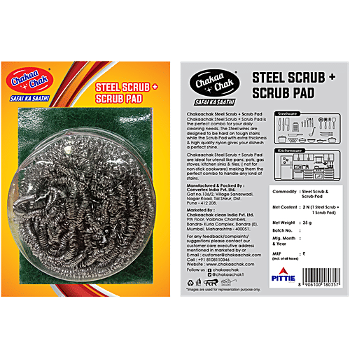 Buy Chakaachak Steel Scrubber & Scrub Pad Combo - Long-Lasting, Removes ...