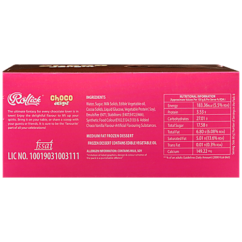 Buy Rollick Choco Delight Medium Fat Frozen Dessert Online at Best ...